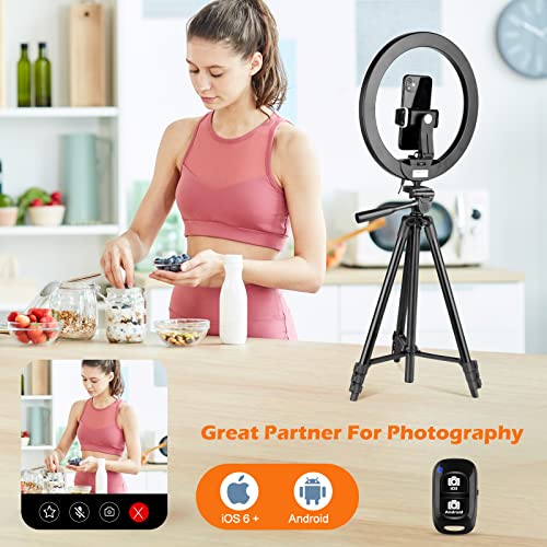 Sensyne 12'' Ring Light with Tripod Stand, LED Selfie Ring Light with Stand and Phone Holder for Photography/Recording/YouTube/TikTok, Compatible with All Cell Phones/Cameras