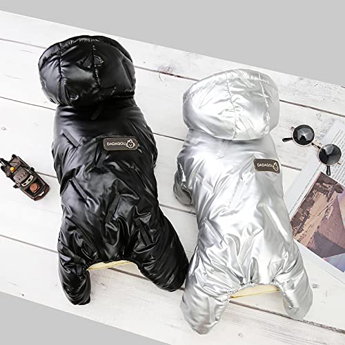 Izefia Dog Coat Windproof Jacket Cold Weather Coat 4 Legs Warm Dog Jumpsuit Winter Thick Clothes Snow Proof Coat Cotton Dog Coat for Small Dog Medium Cat Silver XL