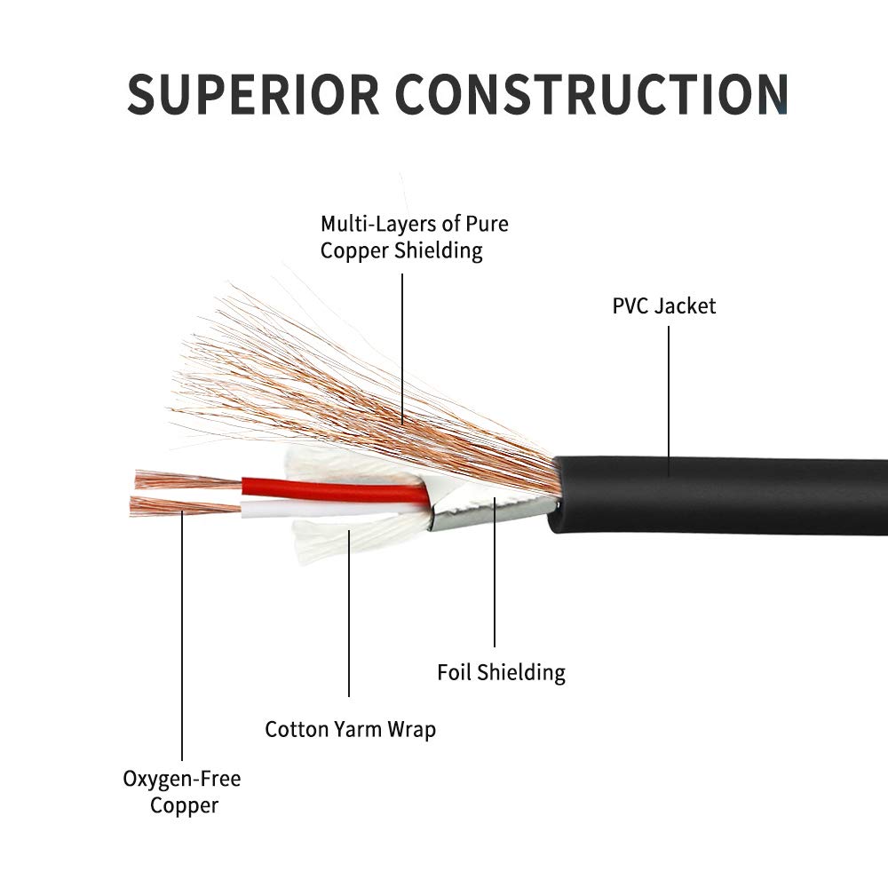 Disino Female RCA to XLR Male Cable,XLR to RCA Converter Audio Adapter Patch Cable - 1 feet