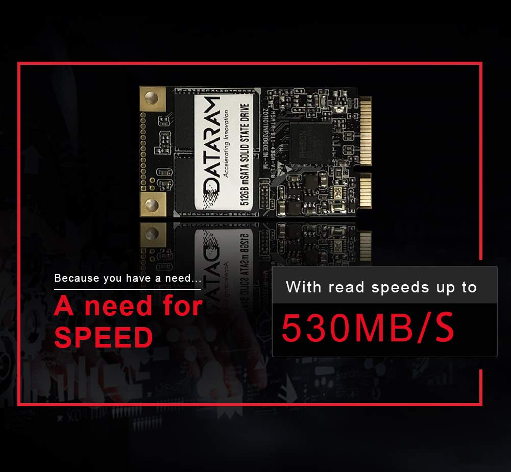 DATARAM mSata SSD, Internal Solid State Drive Mini Sata Disk (512GB)