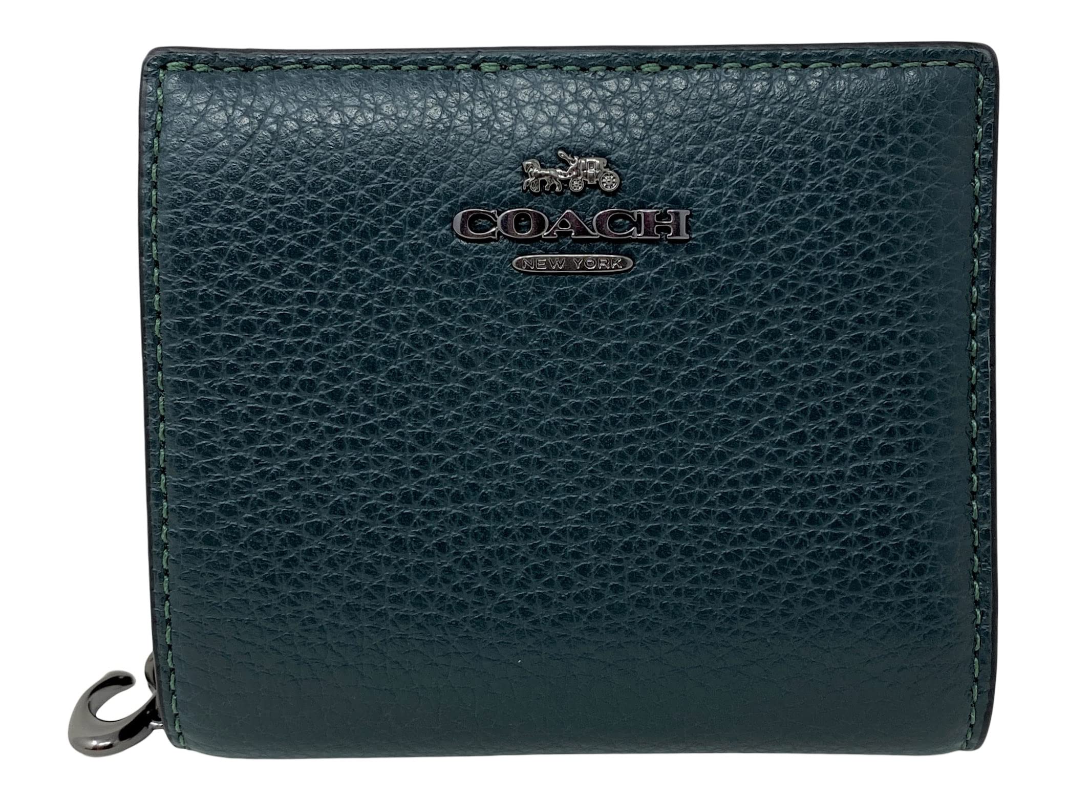 Coach Pebble Leather Snap Wallet Forest Style No. C2862