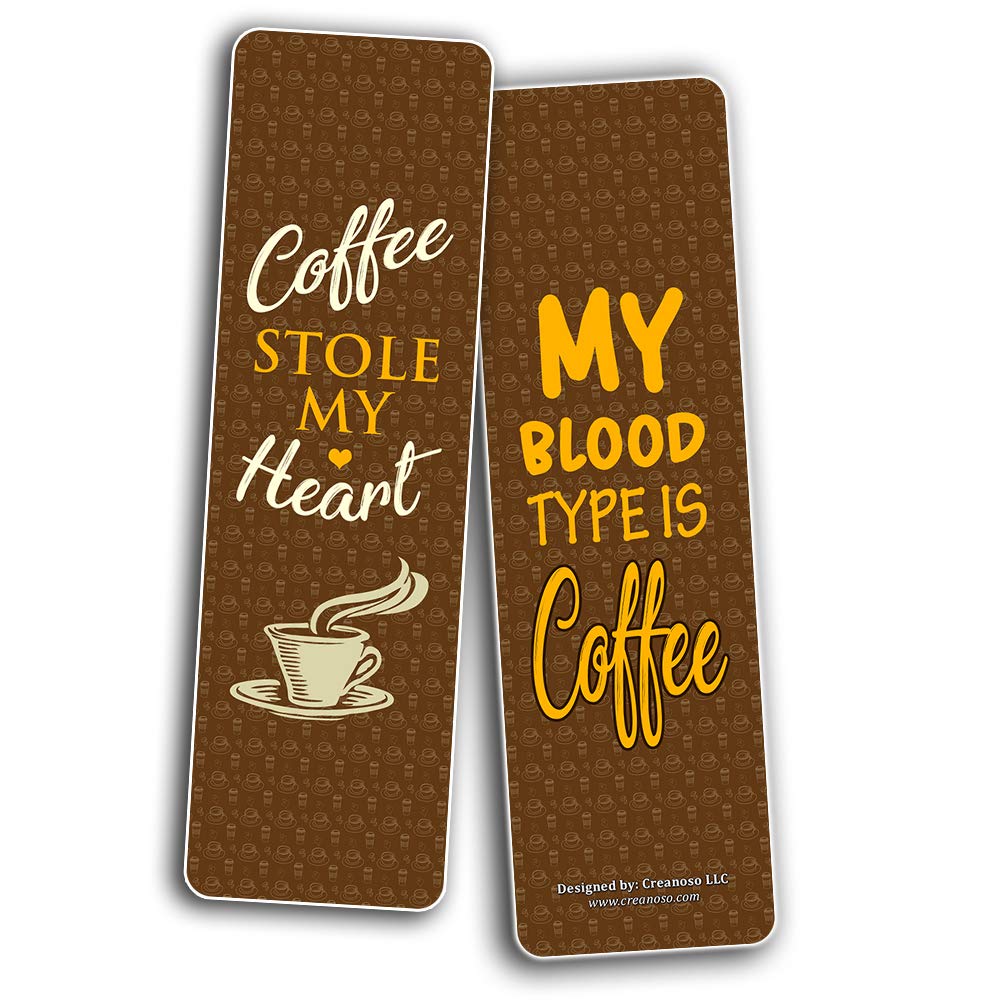 Creanoso Awesome Bookmark Coffee Lover Series I (60-Pack) – Six Assorted Quality Bookmarks Bulk Set – Premium Gift for Coffee Lovers