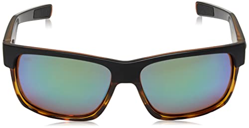 Costa Del Mar Mens Half Moon Rectangular Sunglasses, Bahama Blue Fade/Grey Blue Mirrored Polarized-580P, 60 mm