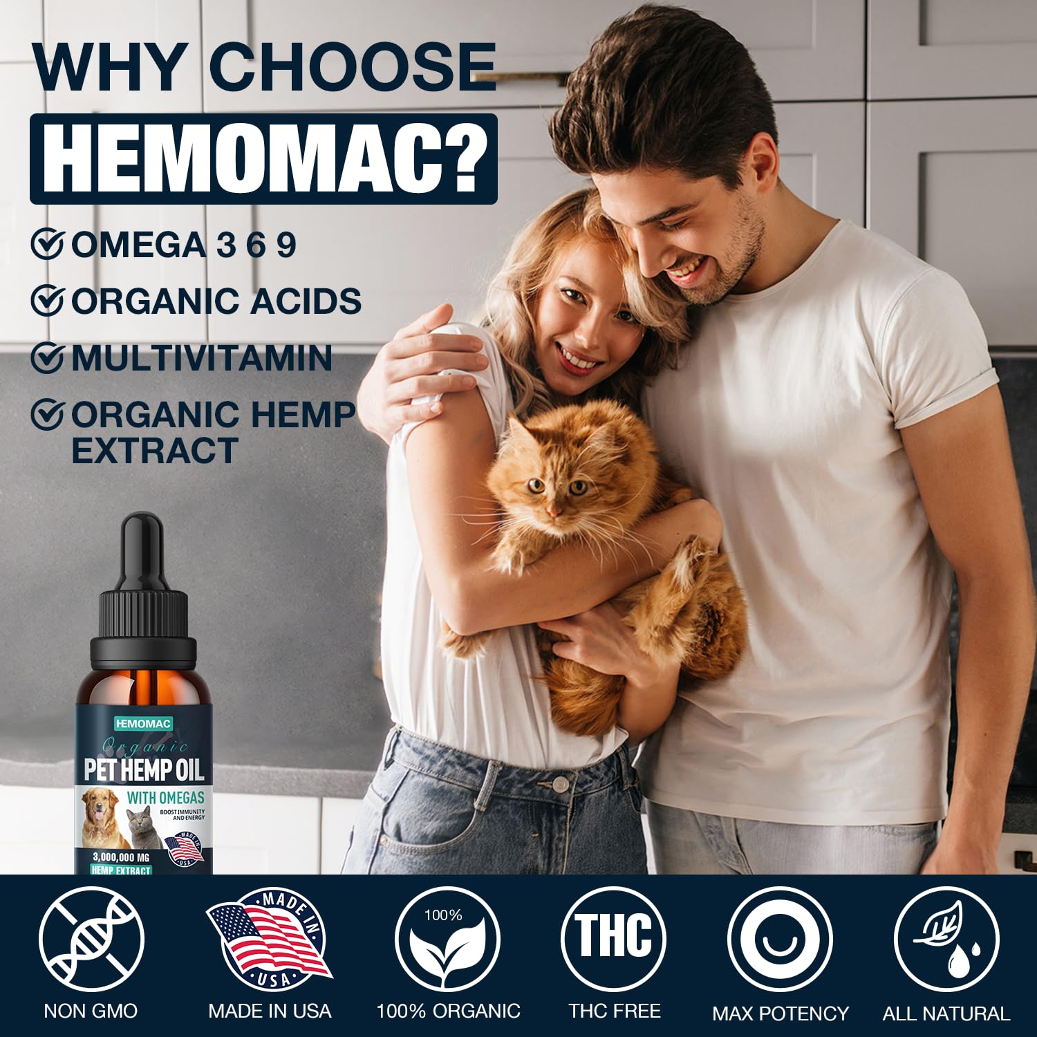 HEMOMAC Hemp Oil for Dogs & Cats Hip Joints Support Organic Hemp Oil Drop Help for Pet Аnxiеty, Pаin, Strеss, Slееp, Аrthritis, Sеizures Rеlief - Cаlming Trеats