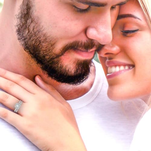 Clara Pucci 1.57ct Princess Cut Halo Solitaire with Accent Stunning Moissanite Diamond Statement Bridal Ring Band Set 14k White Gold 8.25