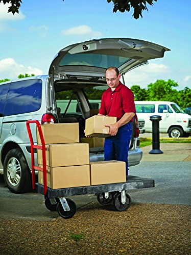 Rubbermaid 2-Shelf Plastic/Poly Mobile Utility Cart with Lockable Wheels, Black (RCP4441BLA)