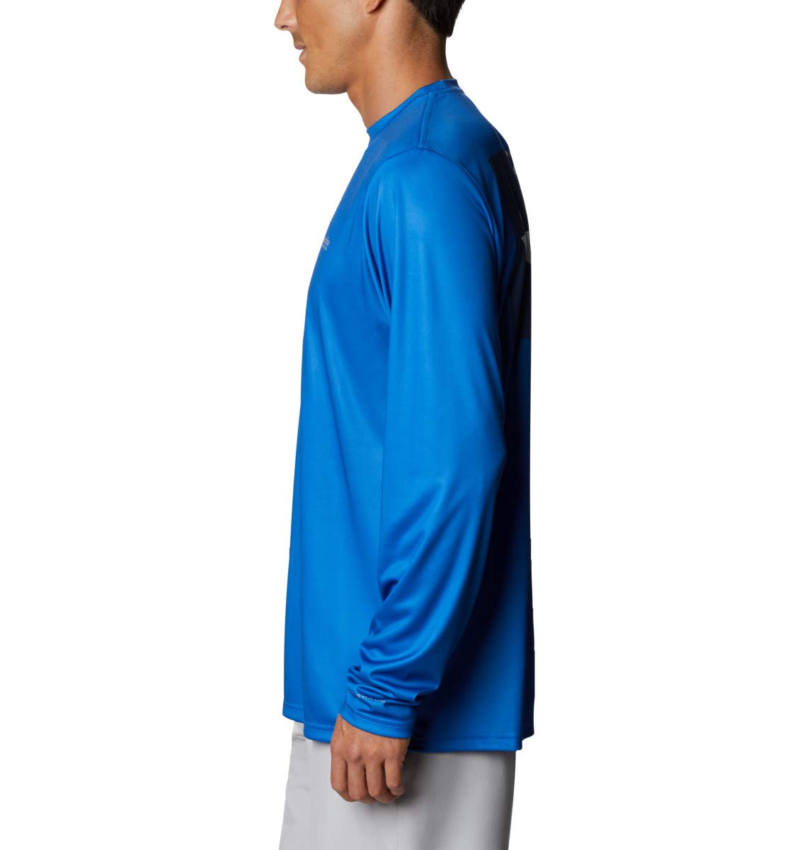 Columbia Men's Terminal Tackle PFG State Fish Flag Long Sleeve, Vivid Blue/Texas, X-Small