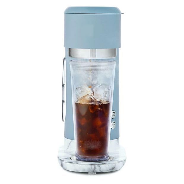 Compact 14.53"H Single-Serve Iced & Hot Coffee Maker - Your Personal Coffee Bar, Retro Style，14.53"H x 11.42"W x 7.24"D， Add a touch of vintage charm to your kitchen with this retro coffee maker.