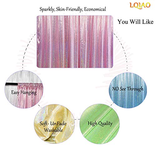 LQIAO Bling Laser 5x7ft Silver Backdrop Holographic Fabric Background Shimmer Photography Booth Photo Background Props Curtain/Backdrop Makeup Vides Shooting Bling Teenage Heart