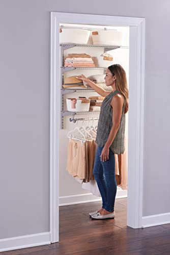 Rubbermaid Configurations Deluxe Custom Closet Kit, 3-6 Ft. Adjustable Metal Wire Shelving, Titanium Finish, Expandable Organization System, Hardware Included, for Home Closet/Pantry/Laundry/Mudroom