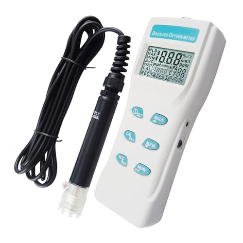 Gain Express Dissolved Oxygen Meter with Electrode Portable DO Meter Water Quality Tester with Large LCD Display ATC 99 Memory Function