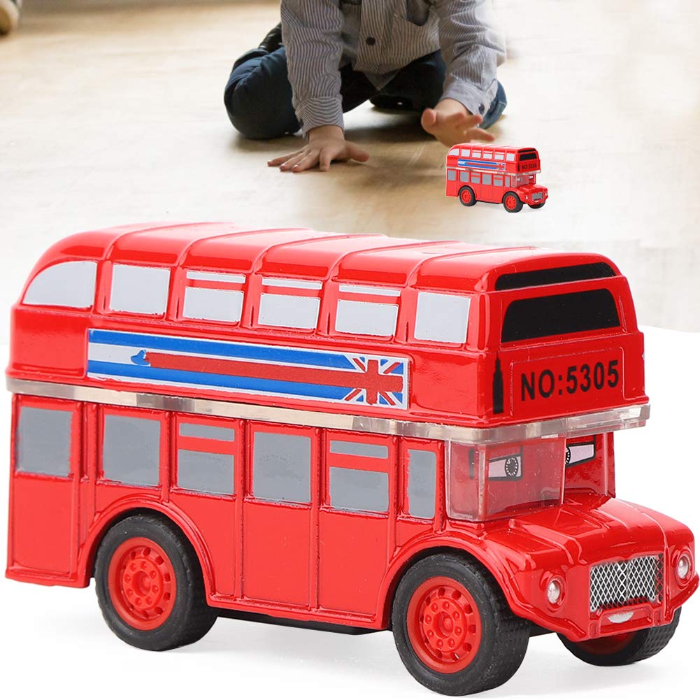 Drfeify Cartoon Bus Alloy Car Toy, 3 Colors, Highly Simulation Children Kid Pull Back Vehicle Toy Model(Travel Bus red)