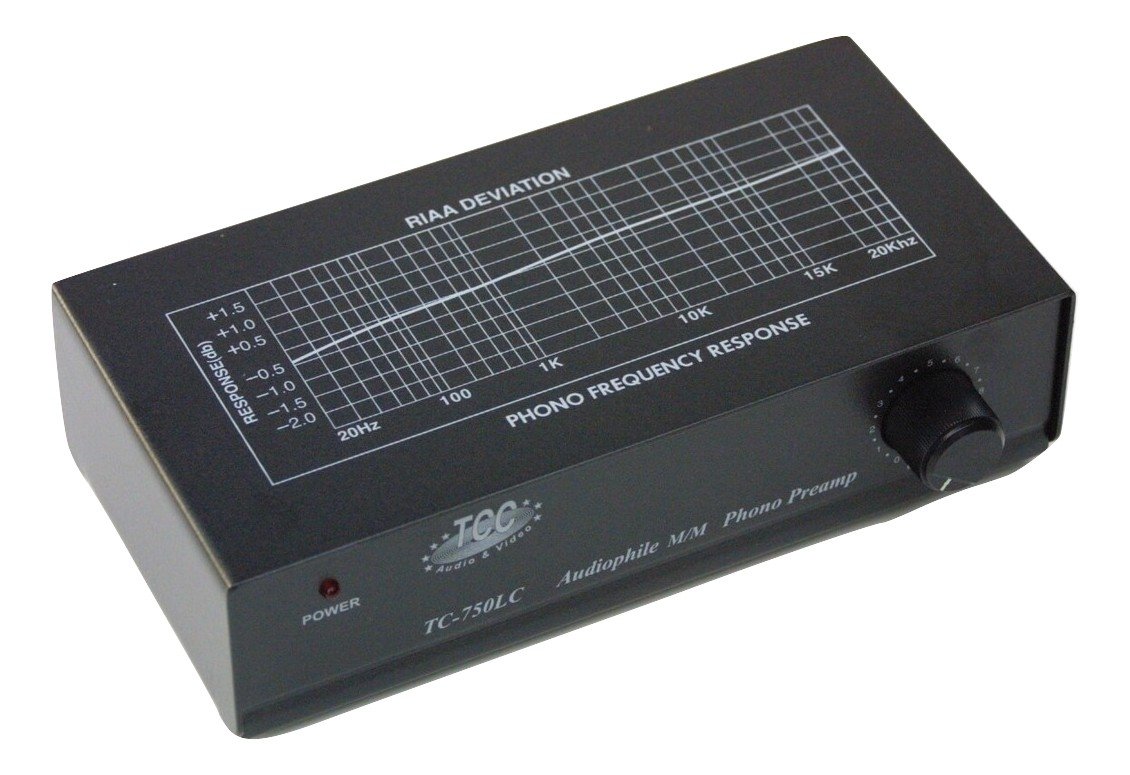 Technolink TC-750LC Audiophile RIAA Phono Preamp with Output Level Control, 85dB S/N; Black or Silver, Your Choice (Black w/ 1000mA Adaptor Upgrade)