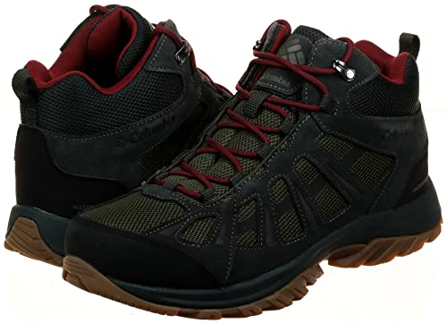Columbia Men's Redmond III Mid Waterproof Hiking Shoe, Nori/Red Jasper, 13