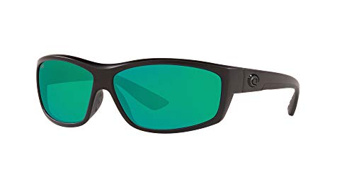 Costa Del Mar Men's Saltbreak Rectangular Sunglasses, Blackout/Copper Green Mirrored Polarized-580G, 65 mm