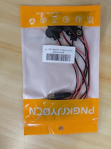 PNGKNYOCN 9V Battery Connector 9v Battery Clip T Type with DC 5.5mmx2.1mm Male Plug for 9V Alkaline Battery(5-Pack)