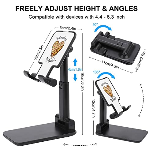 I Love Pizza Heart Print Cell Phone Stand Compatible with iPhone Switch Tablets Foldable Adjustable Cellphone Holder Desktop Dock (4-13")