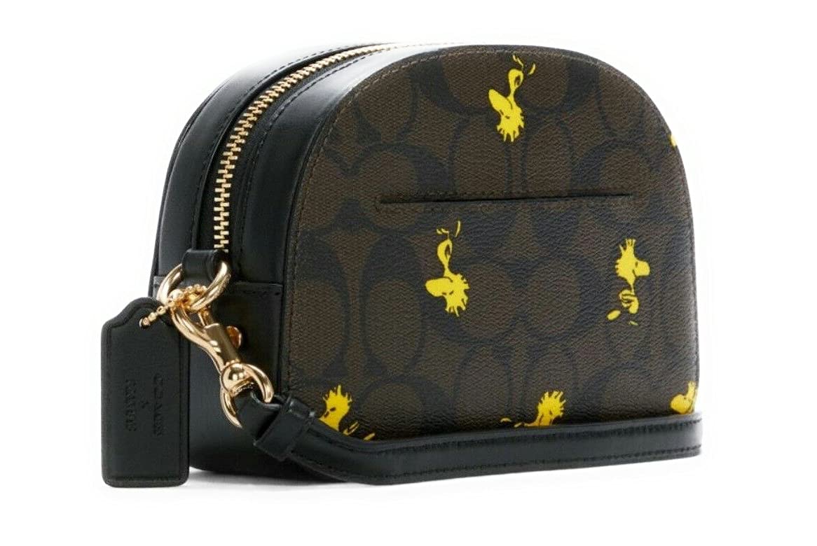 Coach Womens X Peanuts Mini Serena Crossbody With Woodstock Brown Black Multi