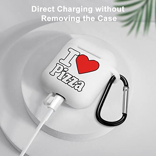 I Love Pizza Silicone AirPods Case Protective Cover Compatible with AirPods 2 & 1 with Keychain