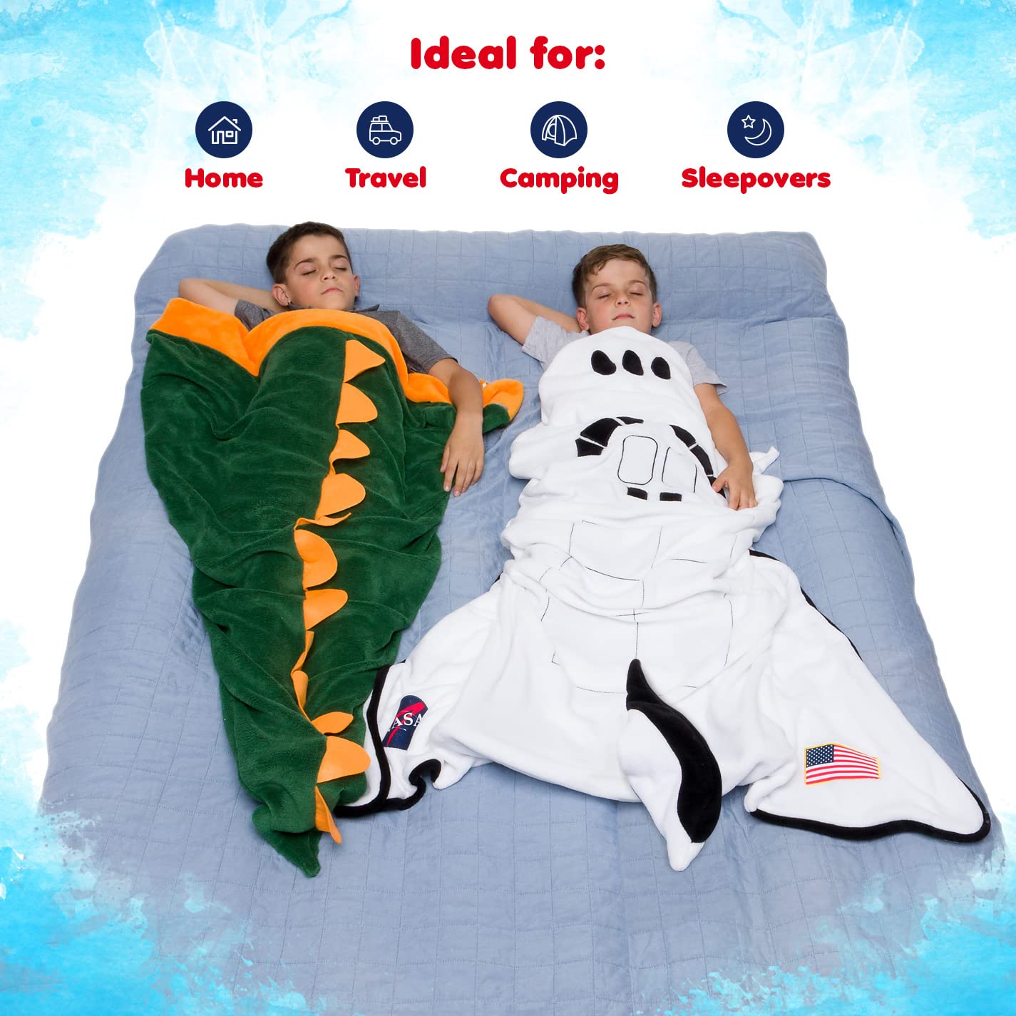 Silver Lilly Spaceship Blanket - Plush Fleece Rocket Ship Sleeping Bag Blanket for Kids