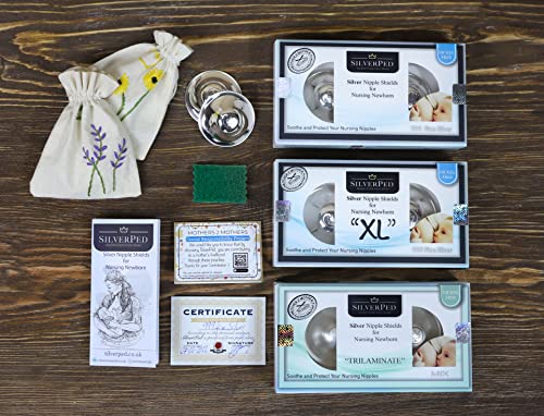 SilverPed 999 Silver Nursing Cups, Silver Nipple Shield, Soothe and Protect Sore Nipples, Silver Nipple Covers Breastfeeding, Silver Nipple Cups, 2 Pieces