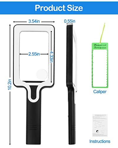 Magnifying Glass with 50 LED Light - 3X 10X Handheld Magnifier Rectangular Magnifying Glasses with Touch Switch Reading Magnifiers for Seniors Books Small Print Coins Exploring Crafts