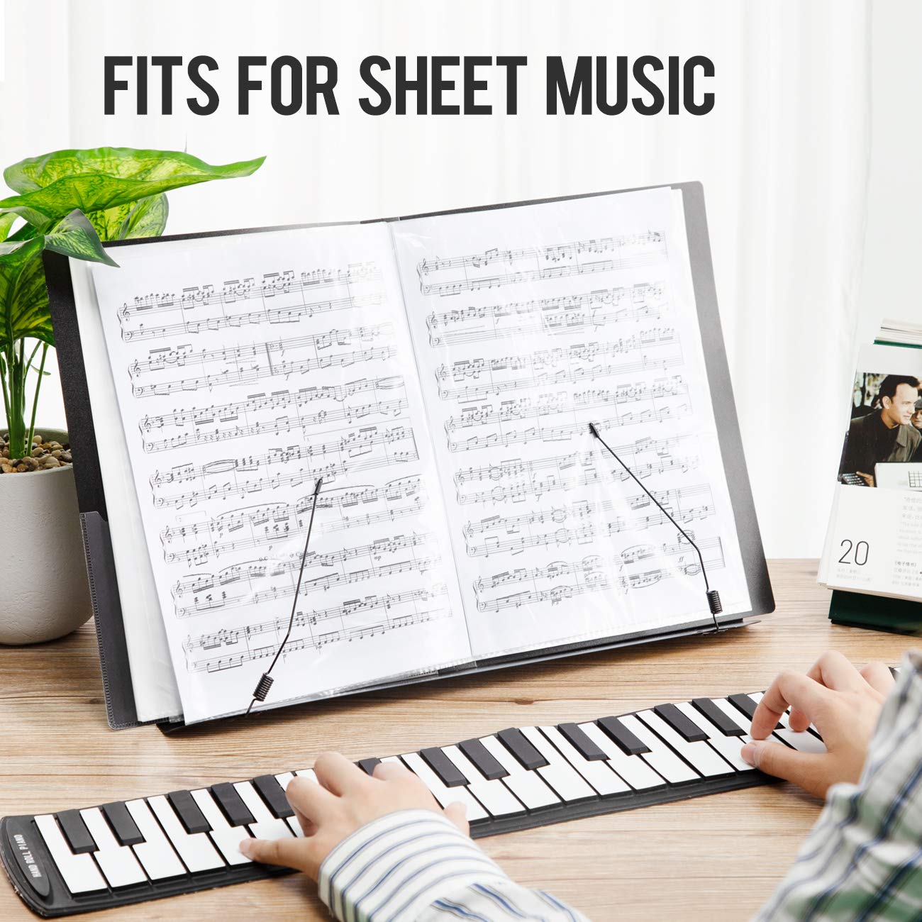 CAHAYA Desktop Sheet Music Stand Metal Angle Adjustable Tabletop Book Reading Cookbook Tablet Holder Stand Tray and Page Paper Clip CY0214