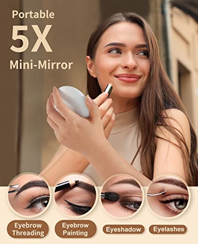 Jack & Rose Travel Makeup Mirror with Magnification, Travel Mirror with Light, Adjustable Height and Angle, Portable Folding Mirror