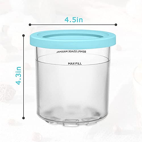 New Ice Cream Pints Containers|2/4 Packs Containers with Lids Replacements for Ninja Creami Pints,With NC301 NC300 NC299AMZ Series Ice Cream Maker (B)