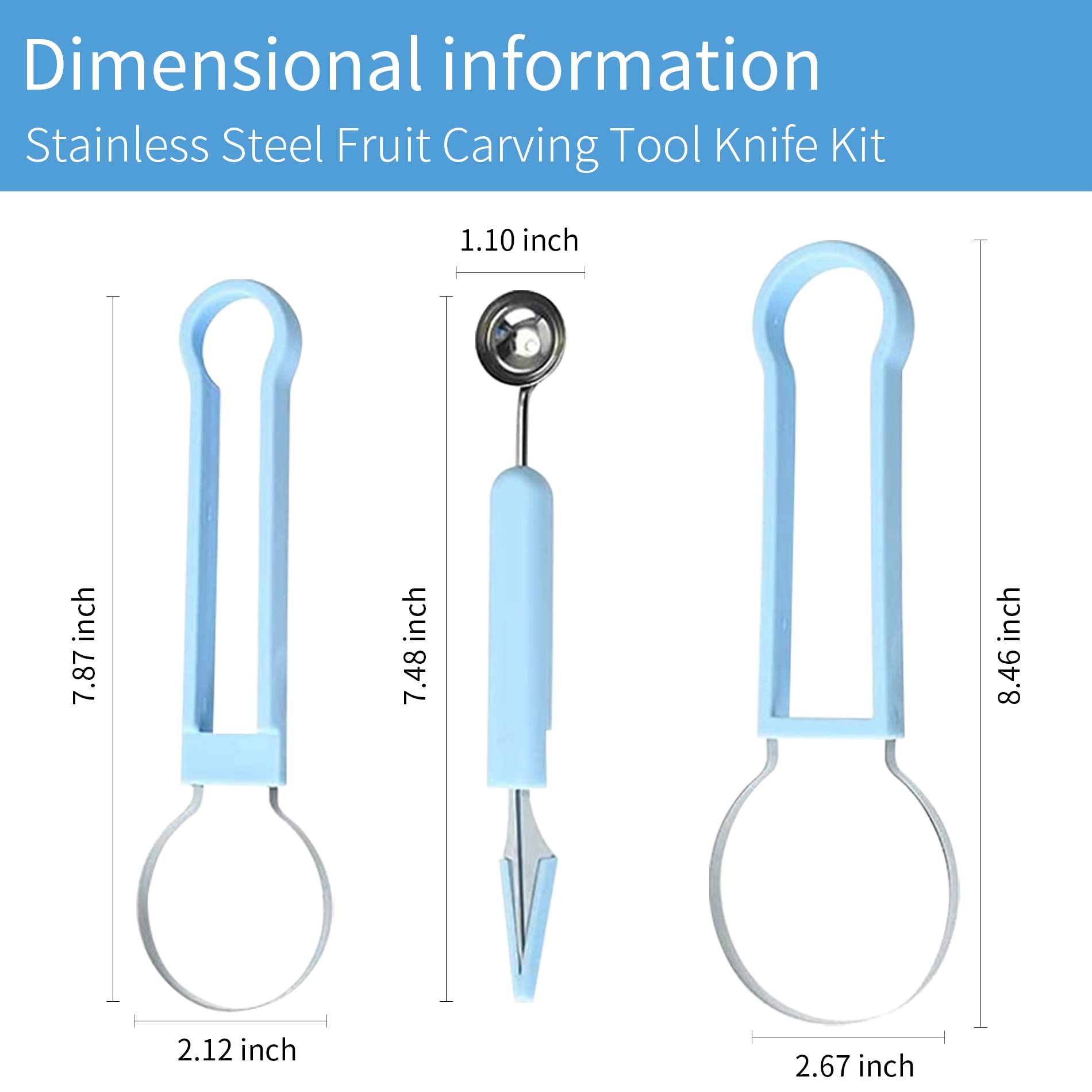 Esmartlife Melon Baller Scoop Set, Professional 4 In 1 Stainless Steel Fruit Carving Tools Knife Kit,Fruit Scooper Double Sided Melon Baller for Watermelon Ice Cream