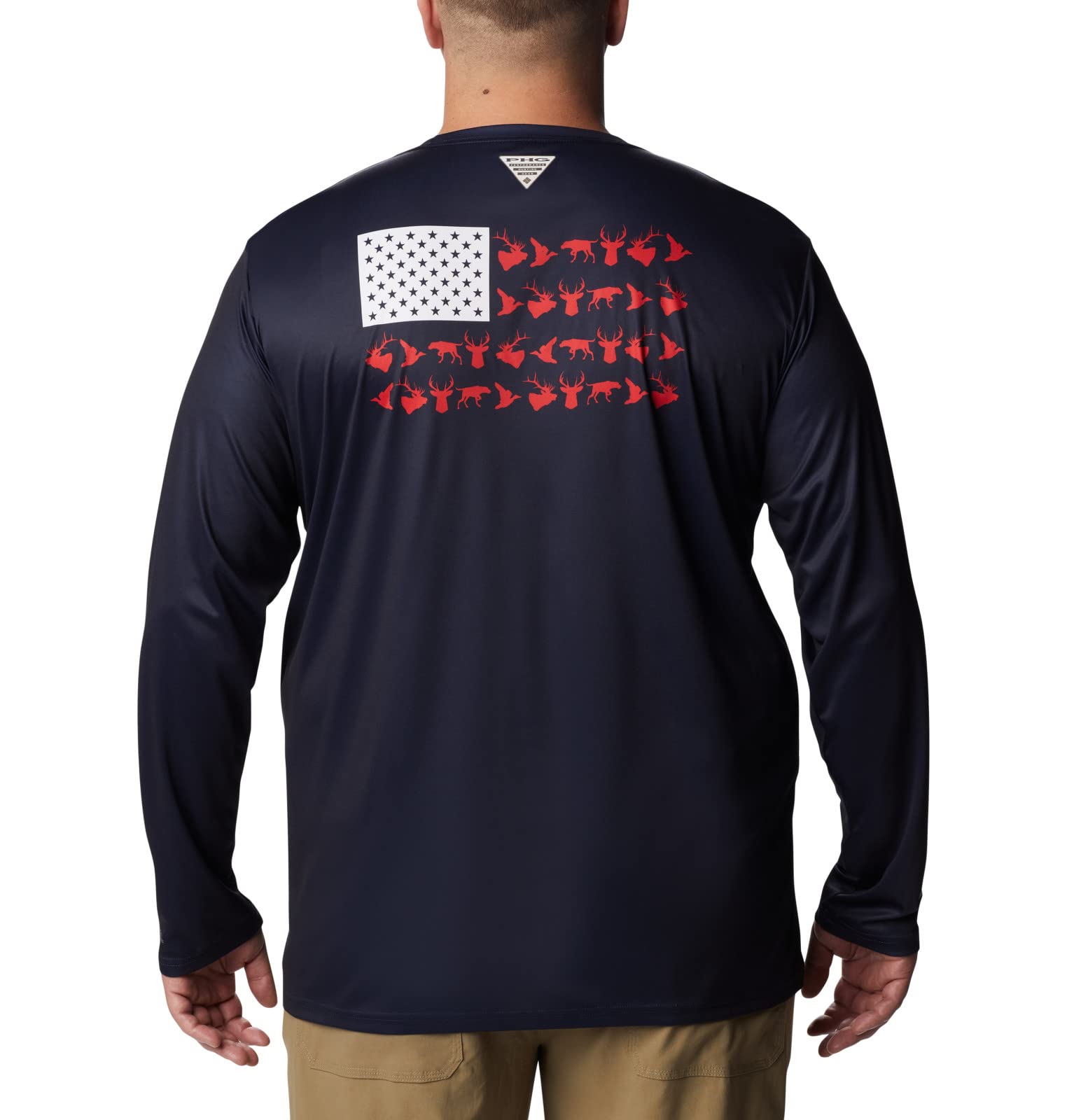 Columbia Men's Big & Tall PHG Terminal Shot LS, Collegiate Navy/White Game Flag, 3X B&T