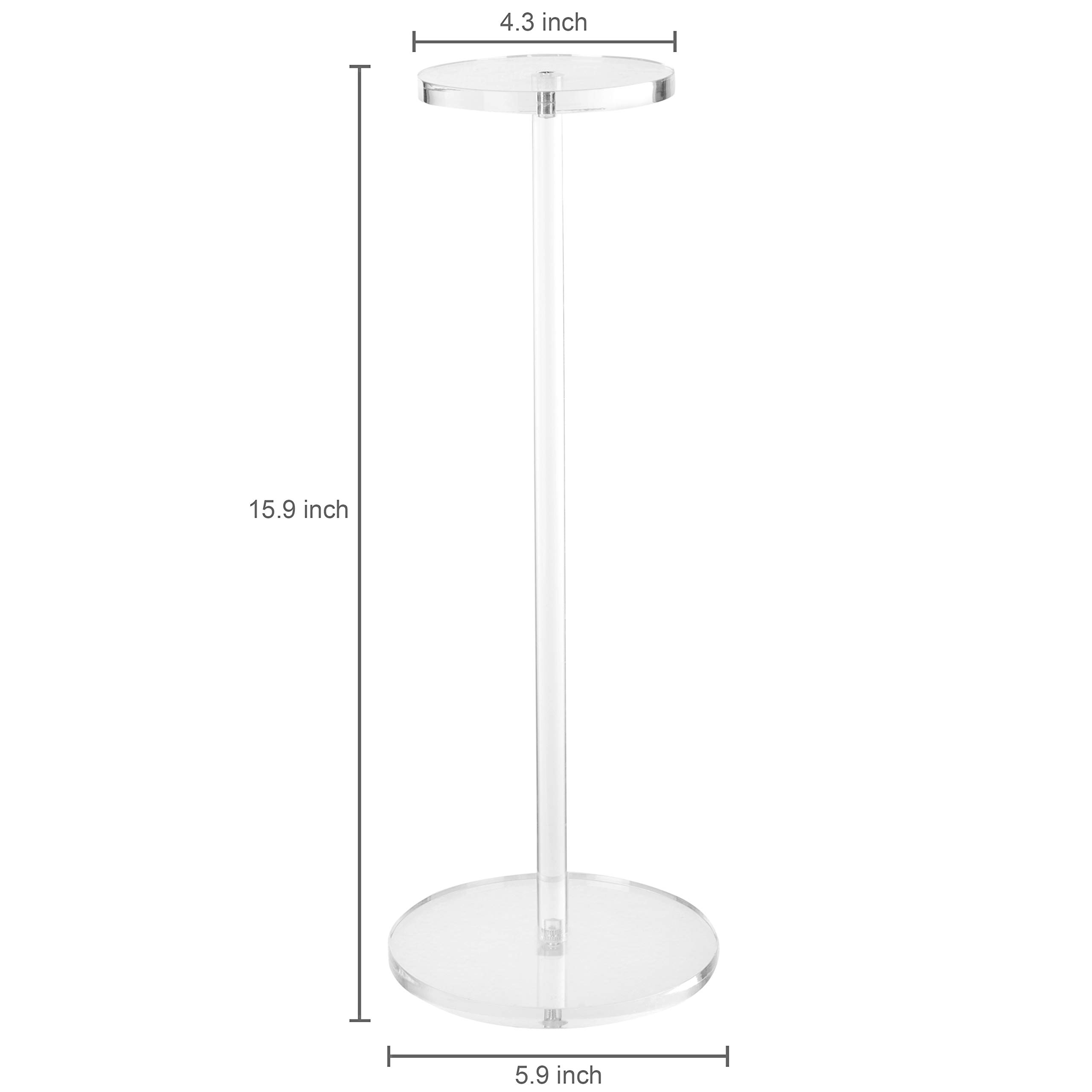 MyGift 16-Inch Clear Premium Acrylic Hat Rack Stand and Wig Holder, Decorative Cap Fedora Cowboy Hat Display Stand with Pedestal and Sturdy Round Base
