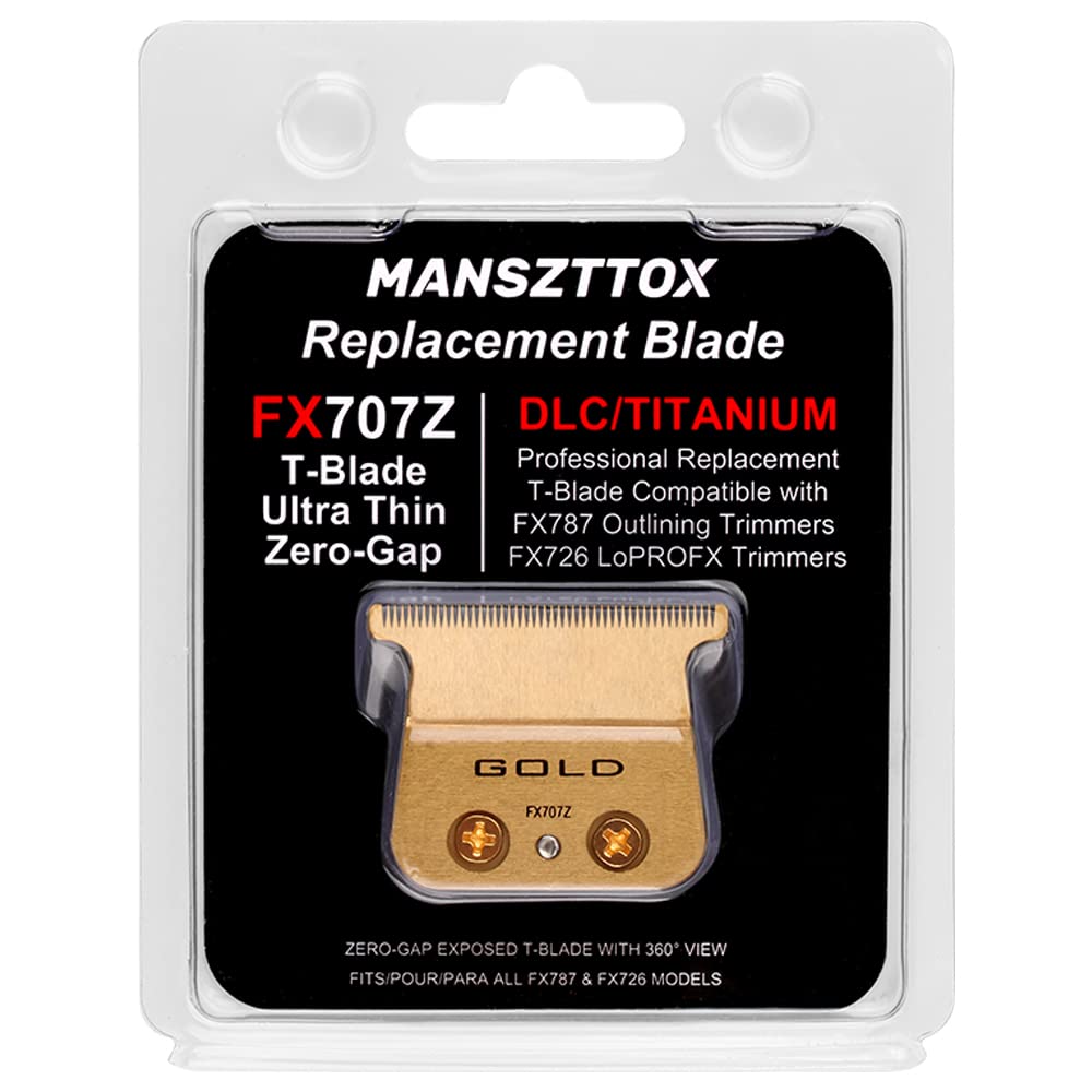 FX707Z Replacement Blades for All BaBylissPRO FX787 & FX726 Trimmers, DLC Replacement Blades Compatible with BaByliss Trimmer Blades, Gold