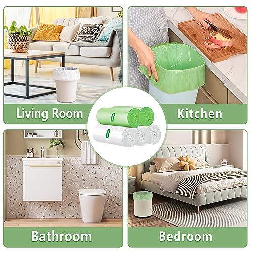 Qunbive 4 Gallon Trash Bag, Leakproof Small Garbage Bags, Biodegradable Trash Bags, Sturdy Mini Small Trash Bags for Bathroom Office Kitchen (White/Green 100 Count)