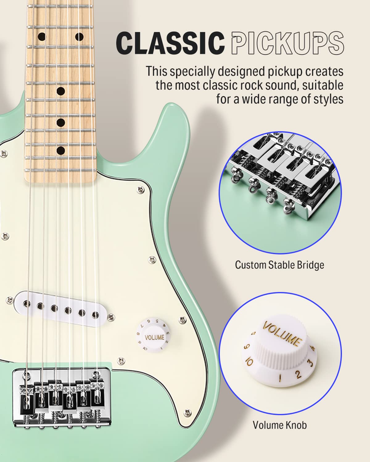Donner 30 Inch Junior Electric Guitar Beginner Kit ST Style Mini Size ST Electric Guitar Junior Starter & Donner Guitar Cable 10 ft, Electric Instrument Cable Bass Amp Cord for Electric Guitar Bass