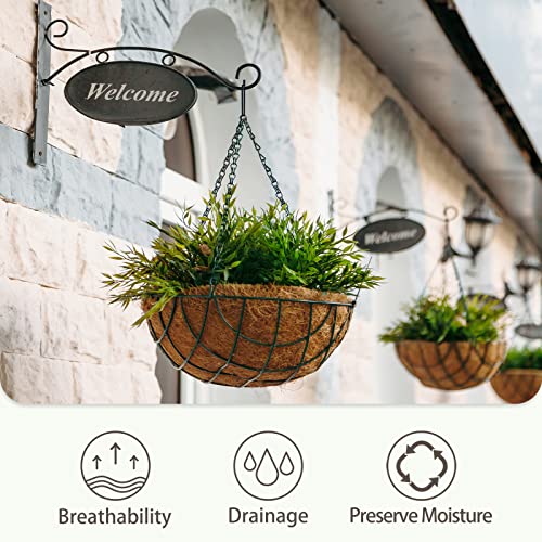 GreatBuddy 4 Pcs Coconut Hanging Basket Liners 14 Inch, Sturdy Round Coco Liners for Planters, Perfect Replacement for The Old, 100% Natural, Easy to Straighten Out