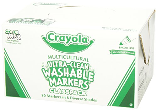 Crayola Multicultural Marker Classpack, Ultra Clean Washable Markers, Broad Line, 80 Count (588200), Assorted, 1-Pack
