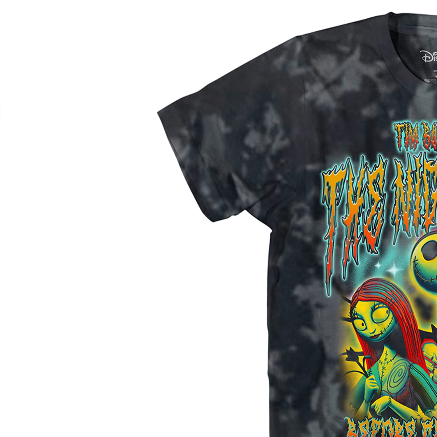 Disney Mens Jack Skellington Shirt - The Nightmare Before Christmas Tee - Jack Skellington Tie Dye T-Shirt (Black Wash, XX-Large)