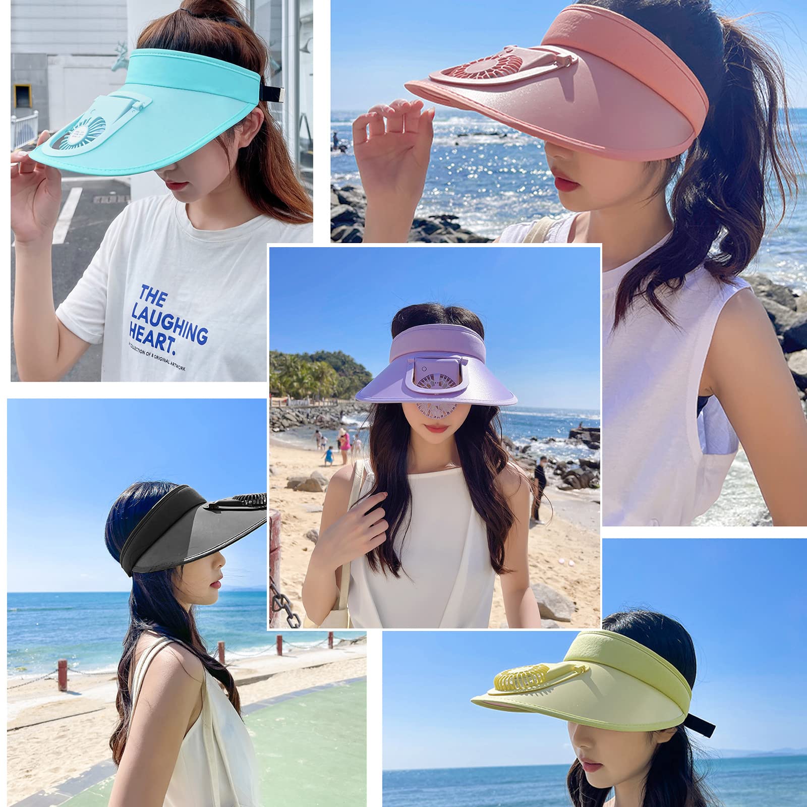 FYANER Sun Visors Hat with Fan for Women - Fan Visor Hat - Three Gear Mediation and Large Area Sun Protection