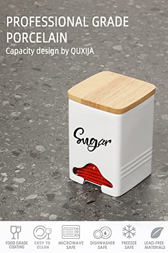 QUXIJA Ceramic Sugar Packet Holder, Farmhouse Tea Bag Storage Organizer Caddy Holder with Lid