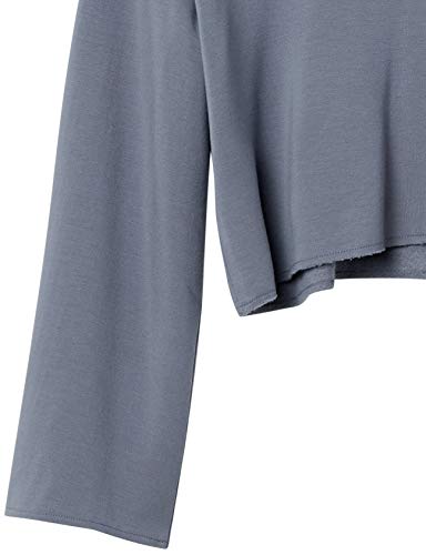 Core 10 Women's Cloud Soft Fleece Cropped Length Bell Sleeve Yoga Hoodie Sweatshirt, Light Denim Blue, Medium