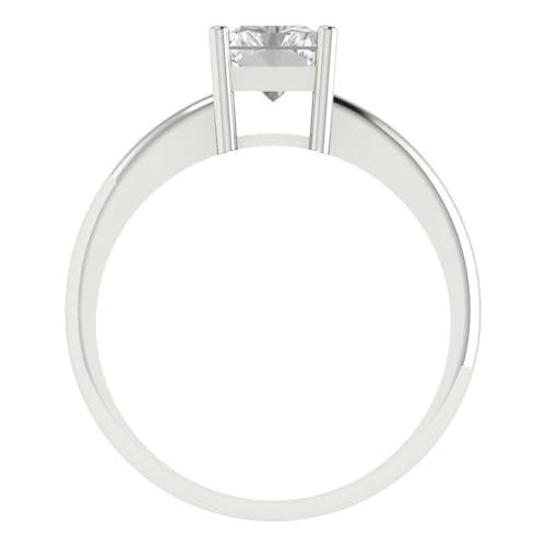 Clara Pucci 1.75 ct Radiant Cut Genuine Lab Grown Diamond SI1-SI2 18K White Gold Solitaire Bridal Wedding Engagement Ring size 6.5