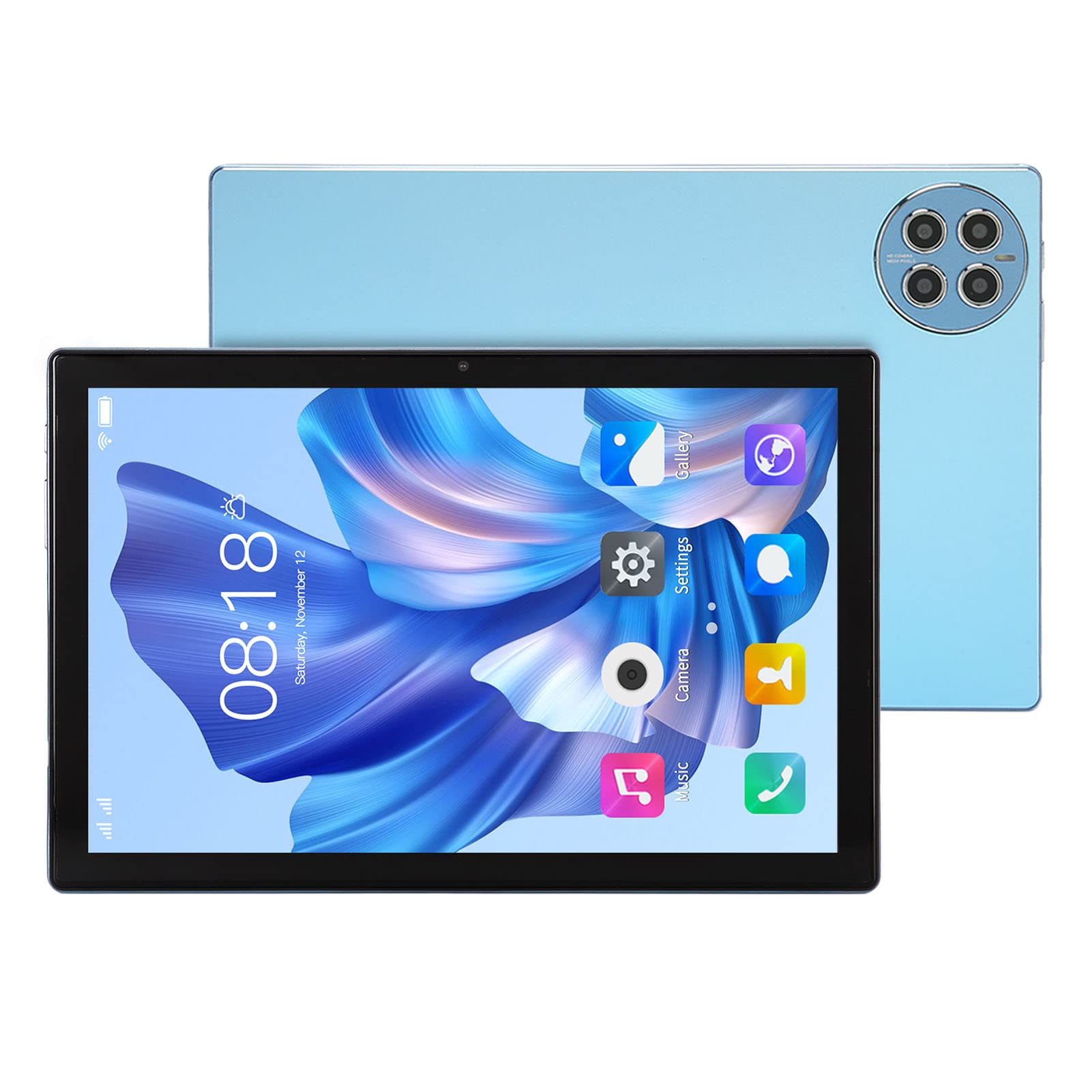 DAUERHAFT Smart Tablet, Octa Core CPU US Plug 100-240V 10in Tablet 12GB RAM 256GB ROM Support 4GLTE 5GWiFi for Studying (Blue)