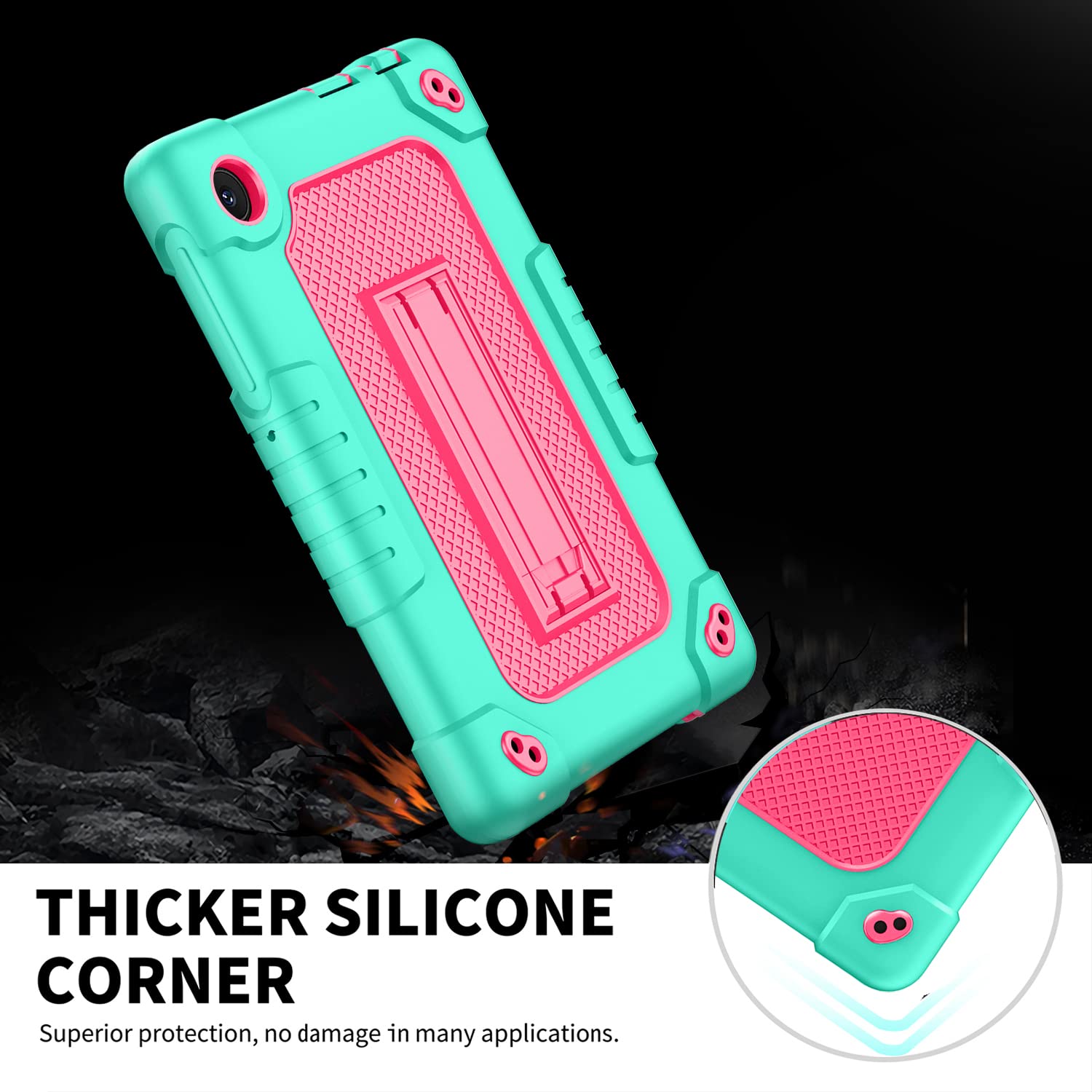 FIEWESEY for TCL Tab 8 LE Tablet Case,for TCL Tab 8 Plus Tablet Case,Shoulder Strap Shockproof Kids Friendly Case for TCL Tab 8 LE/TCL Tab 8 WiFi/TCL TAB 8V/TCL Tab 8 SE 8 Inch Tablet(Green/Pink)