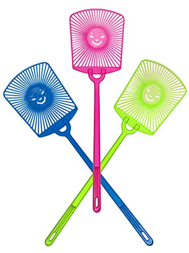 FRASTO Rubber Fly Swatter - Fly Swatter Plastic - Fly Swatter Heavy Duty - Fly Swatter Long Handle Fly Swatter Pack of 3 - Fly Swatters Bulk