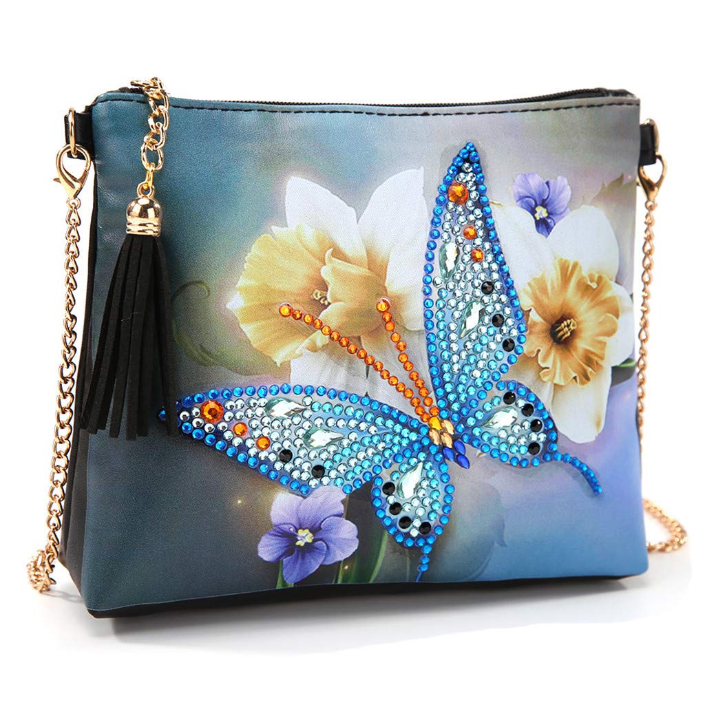 zeyungood DIY 5D Diamond Painting Embroidery Cross Stitch Women's Shoulder Bag Chain Bag Handbag Gift (09)