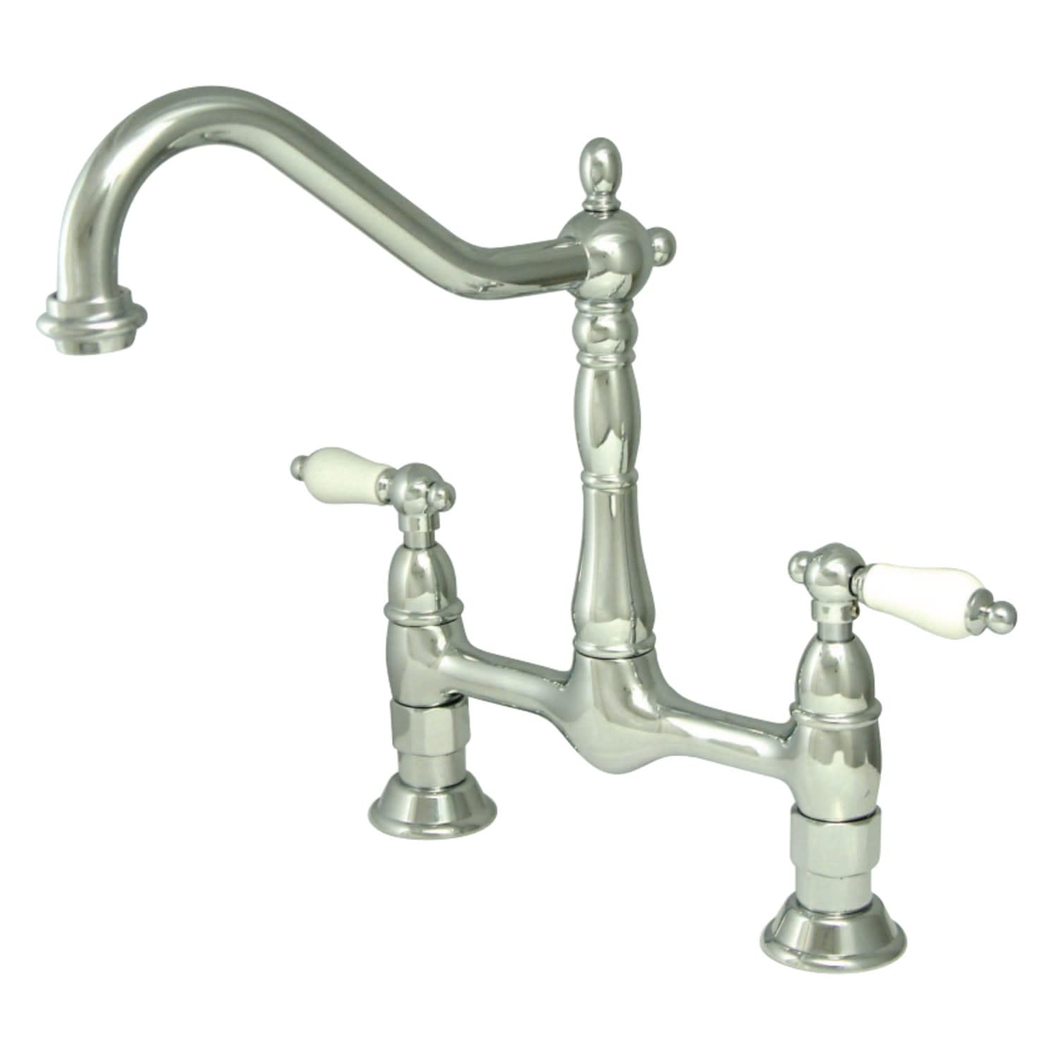 Kingston Brass KS1171PL Heritage Bridge Kitchen Faucet, 8", Polished Chrome