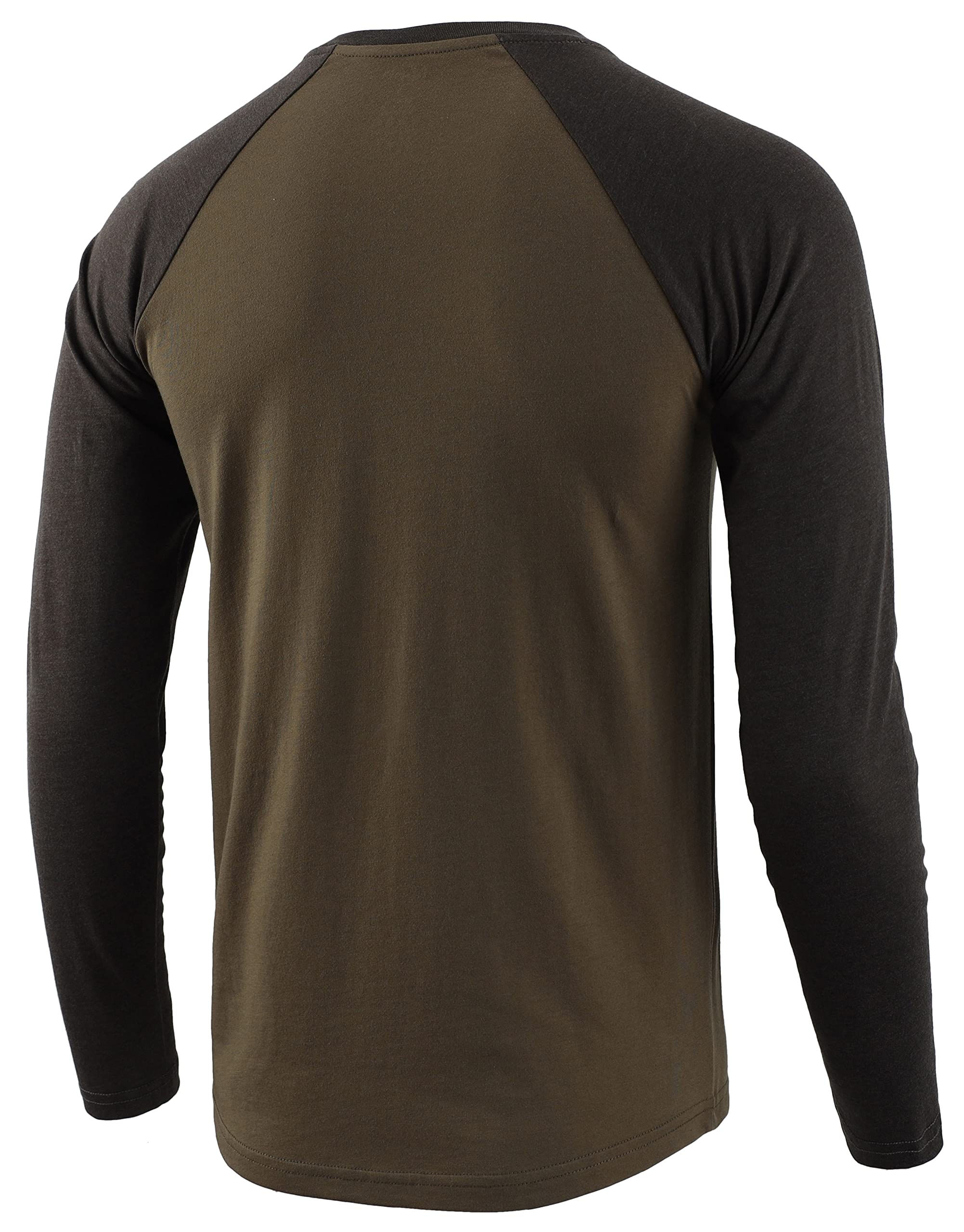 Estepoba Men's Slim Fit Long Raglan Sleeve Active Workout Running Hiking Baseball Tee Shirts H.Oatmeal/H.Gray M