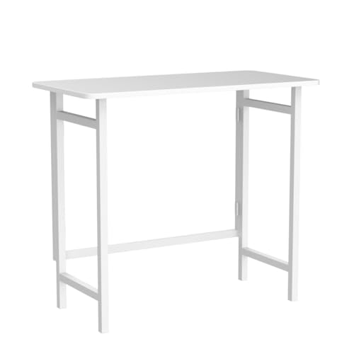 COSTWAY Folding Computer Desk, Simple Modern Writing Desk for Small Space, Space Saving Compact PC Laptop Study Workstation for Home Office, Easy Assembly, White