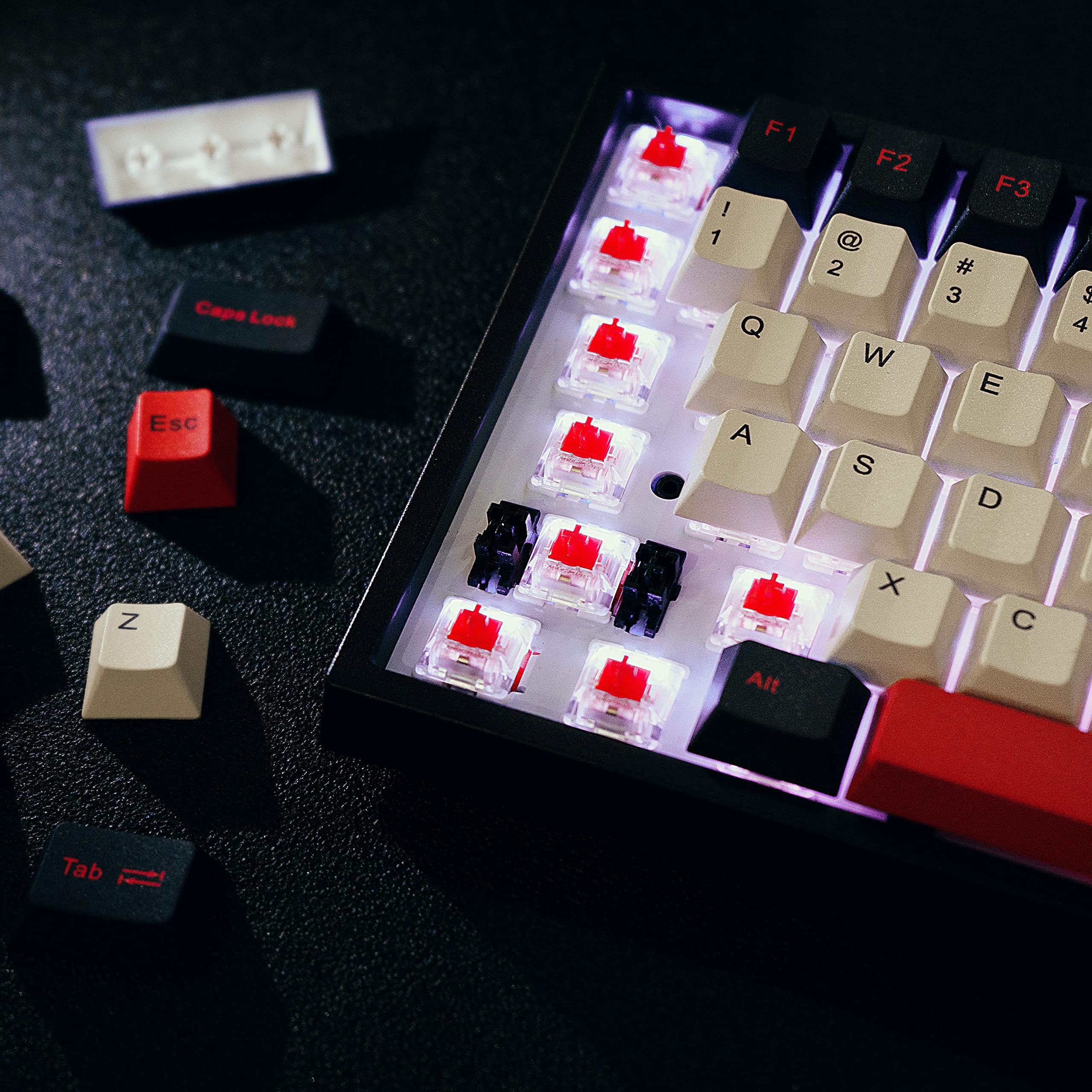 YUNZII KC84 SP 84 Keys Hot Swappable Mechanical Keyboard with PBT Dye-subbed Keycaps, RGB,NKRO Programmable Keyboard (Gateron Black Switch, Carving Front SP Red)